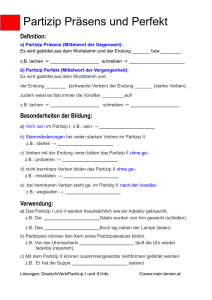Definition Partizip I und II