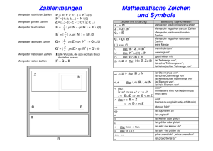 Mathematische Zeichen und Symbole